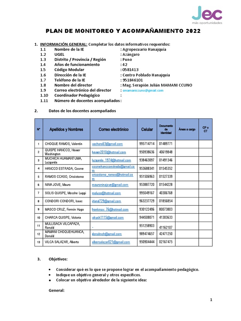 6. Plan de Acompanamiento Pedagogico (1) | PDF | Evaluación | Planificación