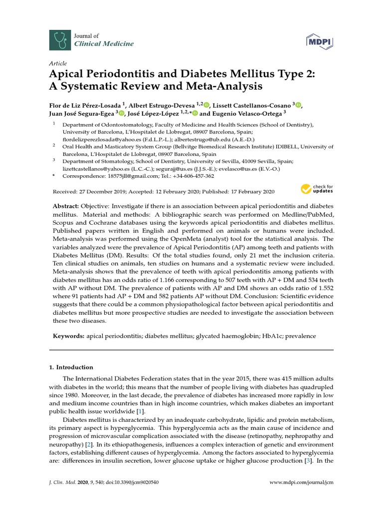 Apical Periodontitis and Diabetes Mellitus Type 2 | PDF | Hyperglycemia ...