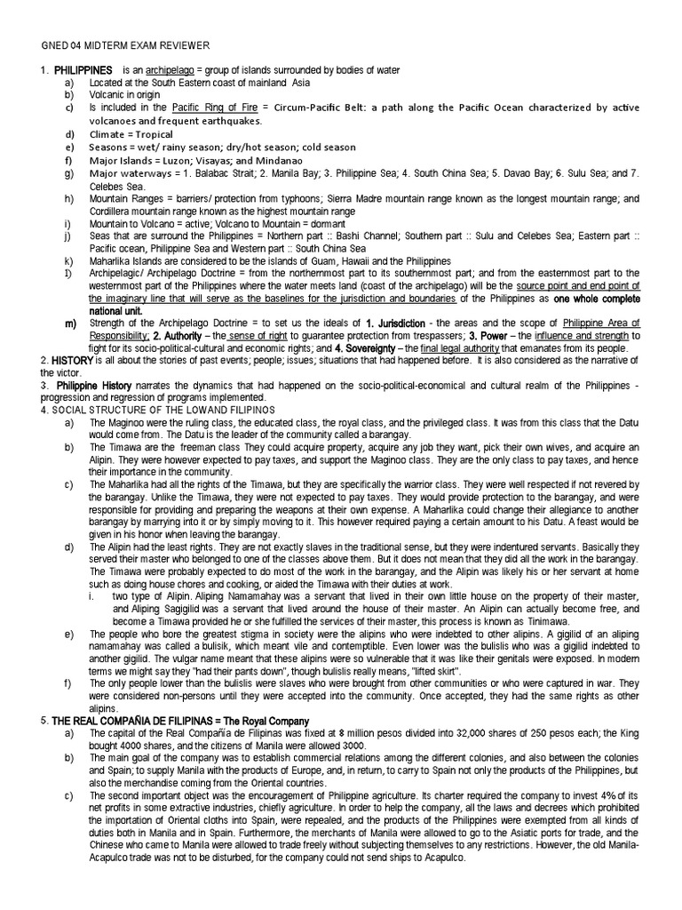 Philippine Midterm Exam Reviewer Guide | PDF | Philippines | Pacific Ocean