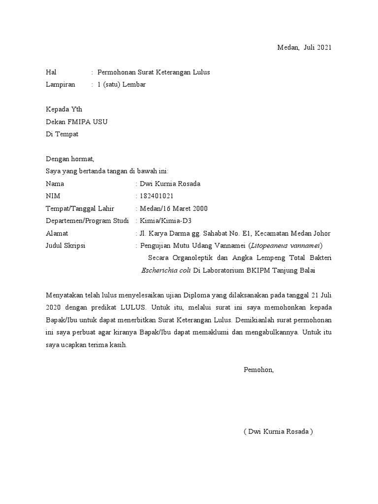 Surat Permohonan SKTL Dwi | PDF