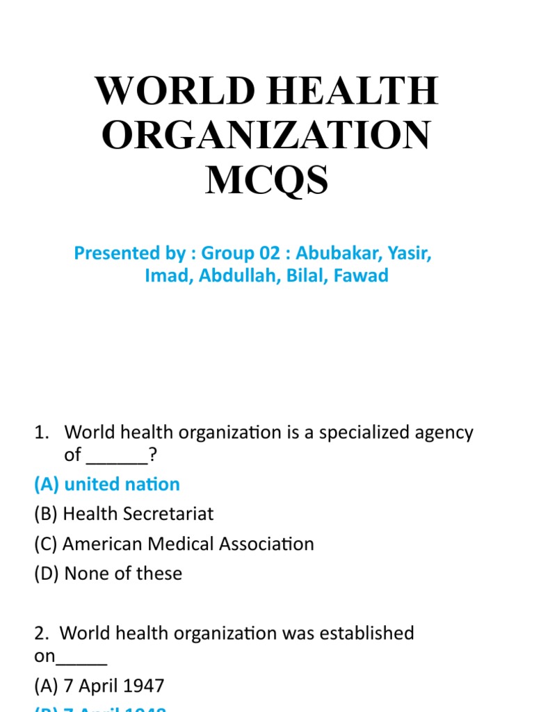 WHO MCQs and Answers Guide | PDF