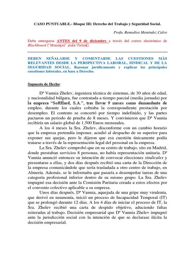 Caso Puntuable (Bloque III - Laboral) DIC2022 | PDF