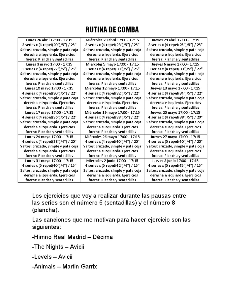 Rutina de Comba | PDF