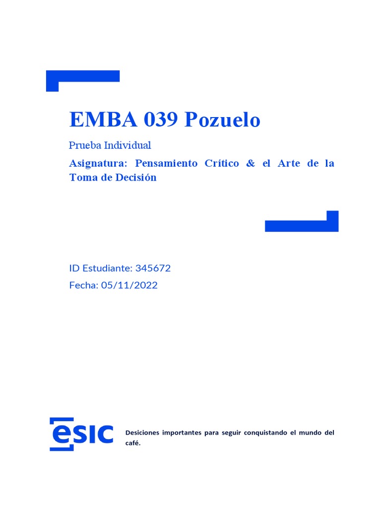 Examen Pensamiento Crítico Emba | PDF | Hacerse un nido | Starbucks