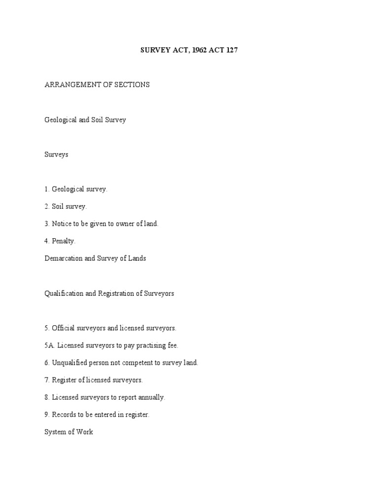 Survey Act, 1962 Act 127 | PDF | Surveying | Crimes