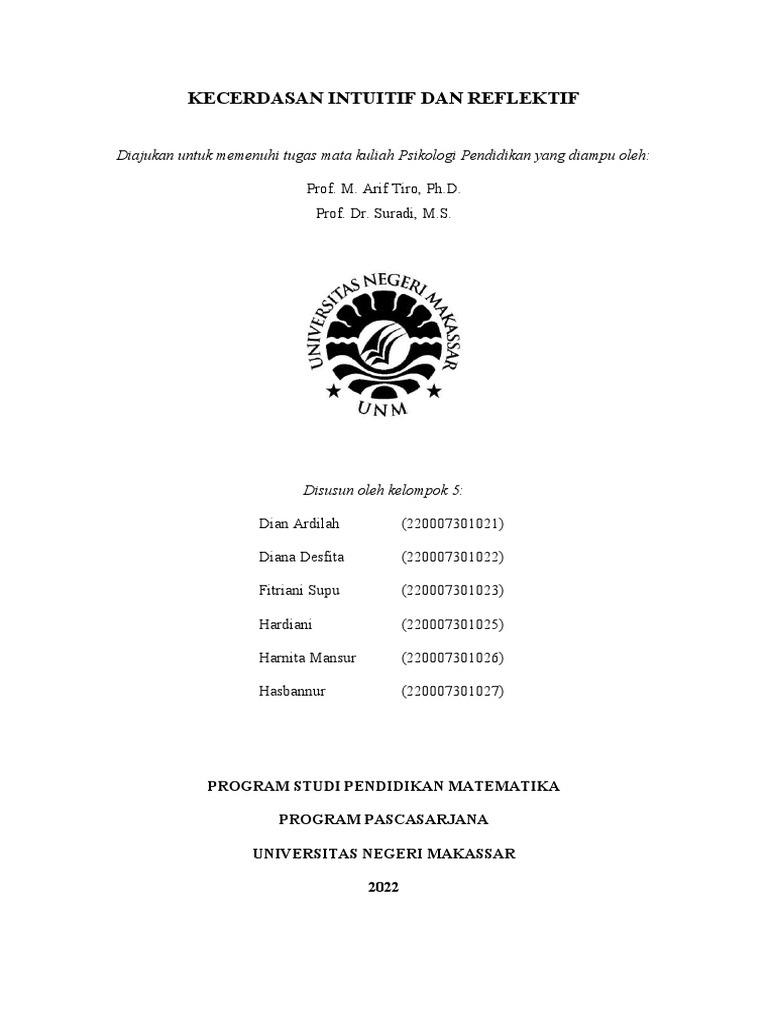 Kelompok 5 - KECERDASAN INTUITIF DAN REFLEKTIF | PDF | Pengembangan Diri