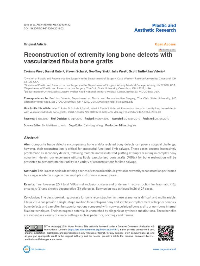 Reconstruction of Extremity Long Bone Defects With Vascularized Fibula ...