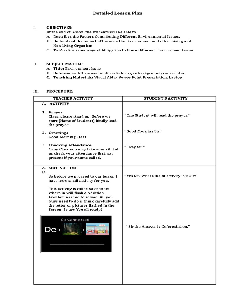 Detailed Lesson Plan In Environment Issues Pdf Environmentalism