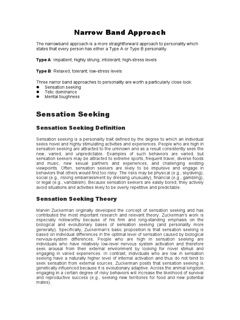 Narrow Band Approach | PDF | Behavioural Sciences | Psychological Concepts