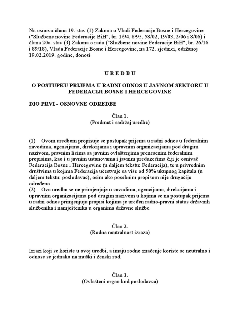 Uredba o Postupku Prijema | PDF