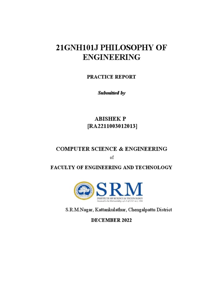 Philosophy of Engineering Practice Report | PDF | Engineering | Design