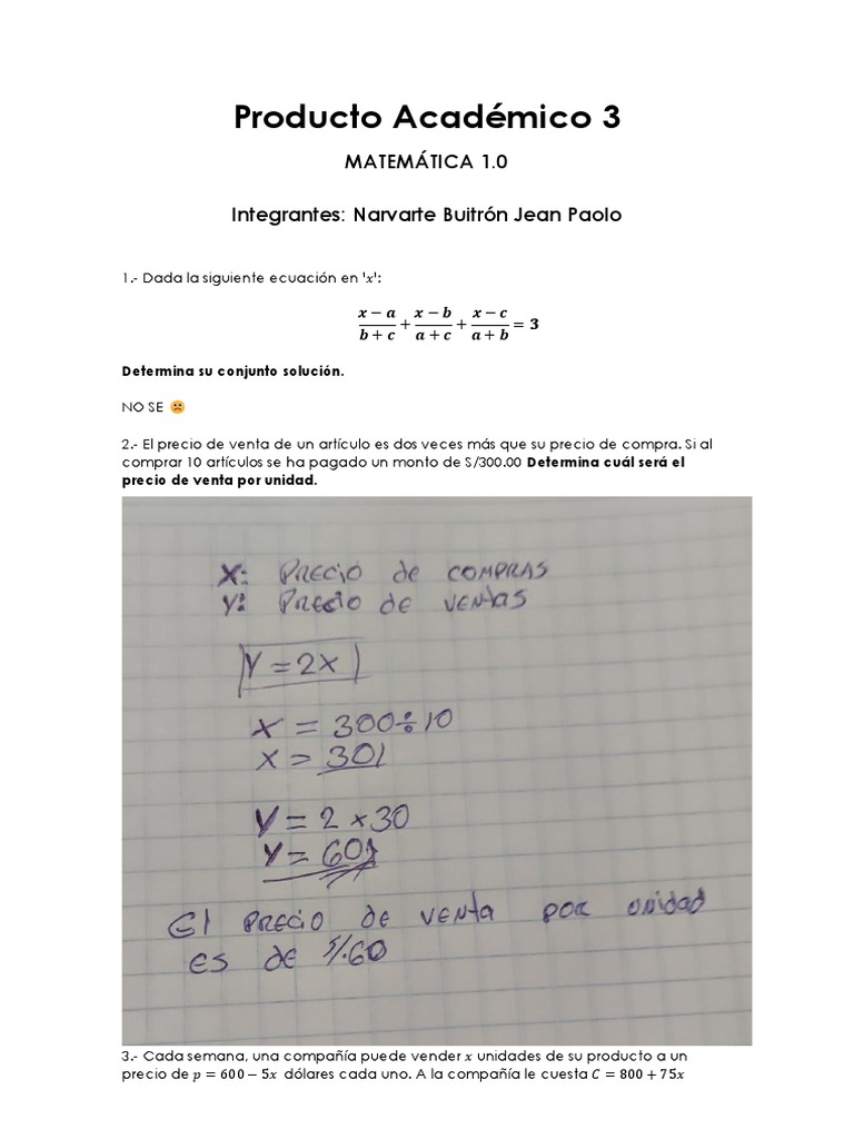 Producto Academico 3 Matematica 1 | PDF