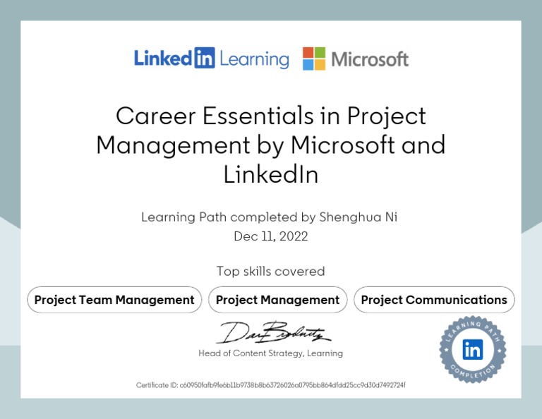 Career Essentials in Project Management by Microsoft and LinkedIn | PDF
