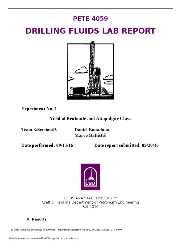 Drilling Fluids Lab Report: PETE 4059 | PDF | Filtration | Viscosity