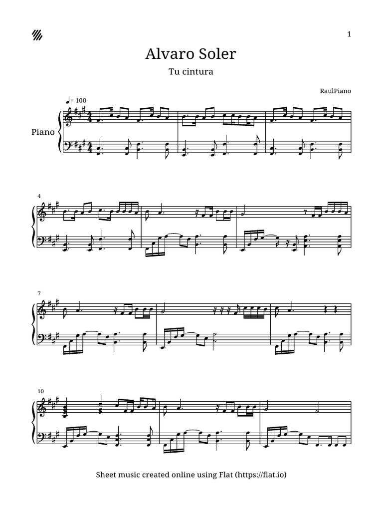 Alvaro Soler - Tu Cintura Pno | PDF