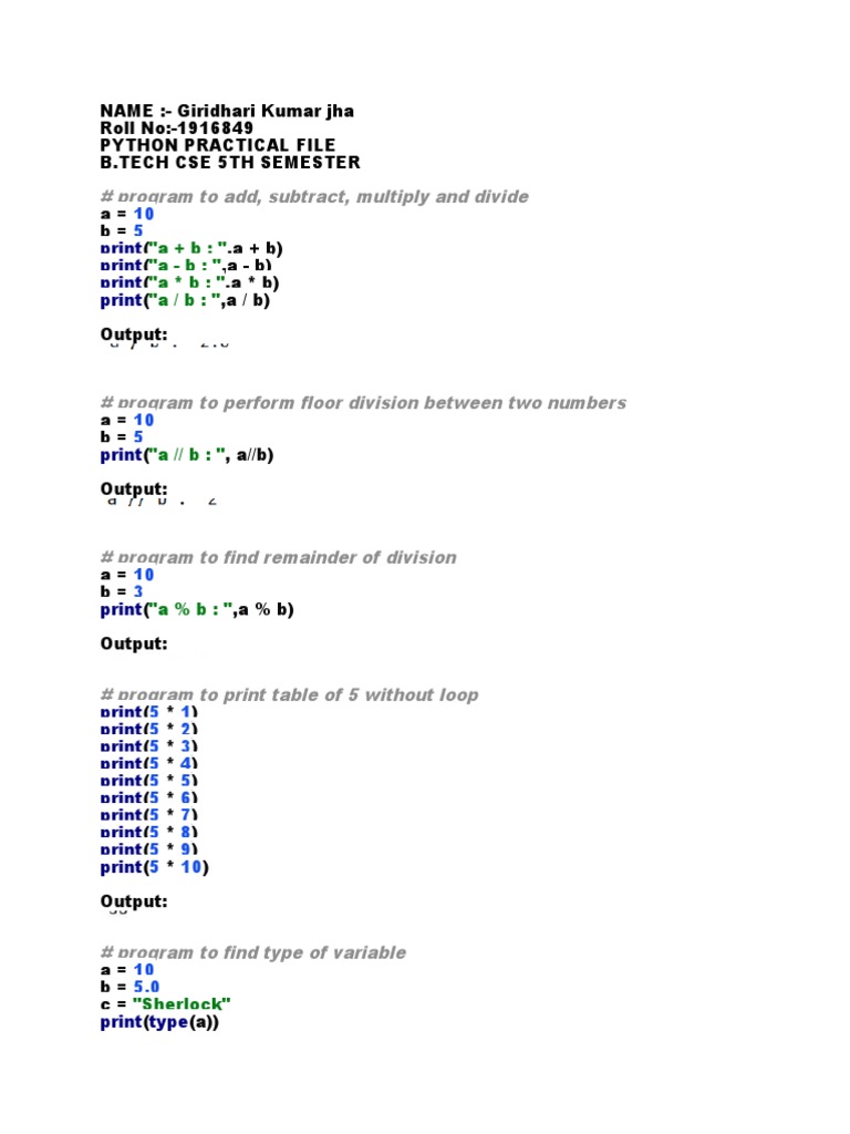 Python Practical File GIRI | PDF | Area | Computer Programming Python Practical File GIRI | PDF | Area | Computer Programming