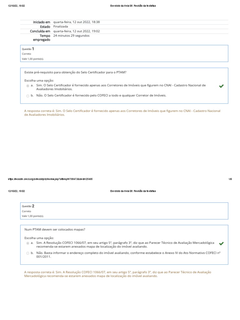 Exercício Da Aula 08 - Revisão Da Tentativa | PDF