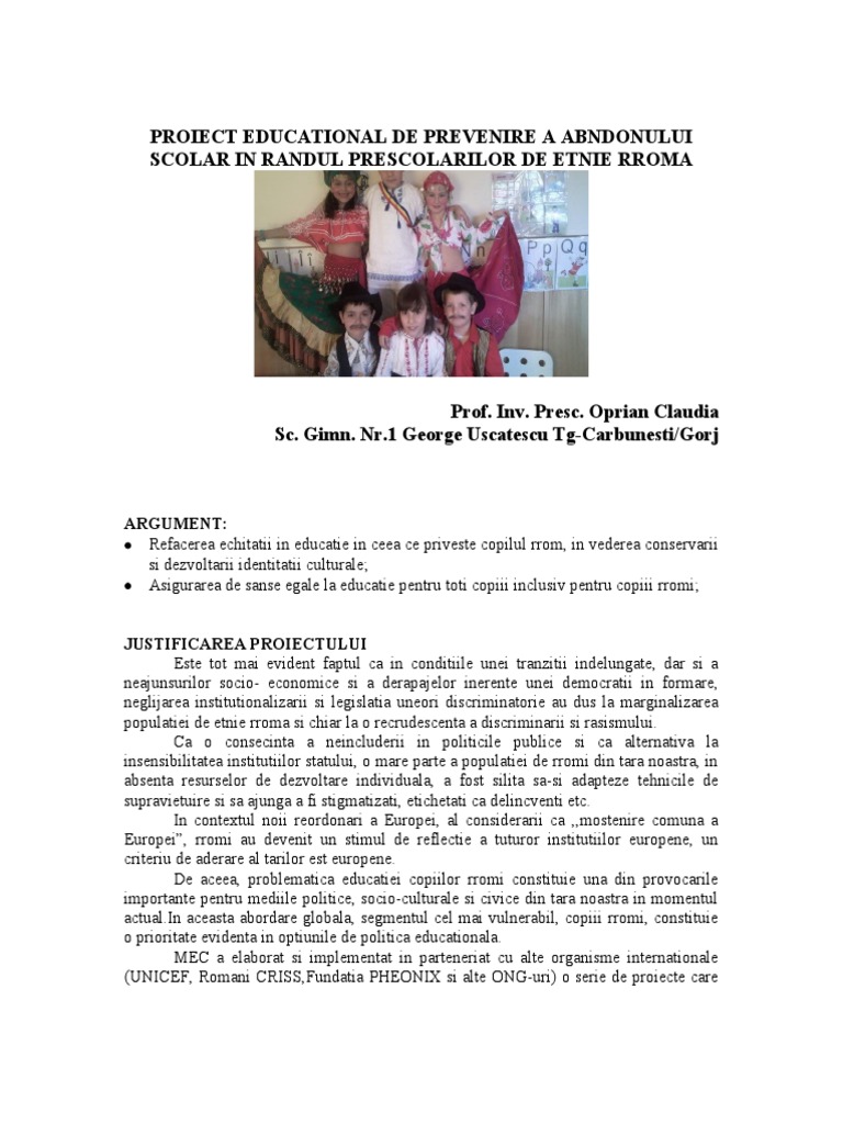 Proiect - Educational Integrare Rromi | PDF