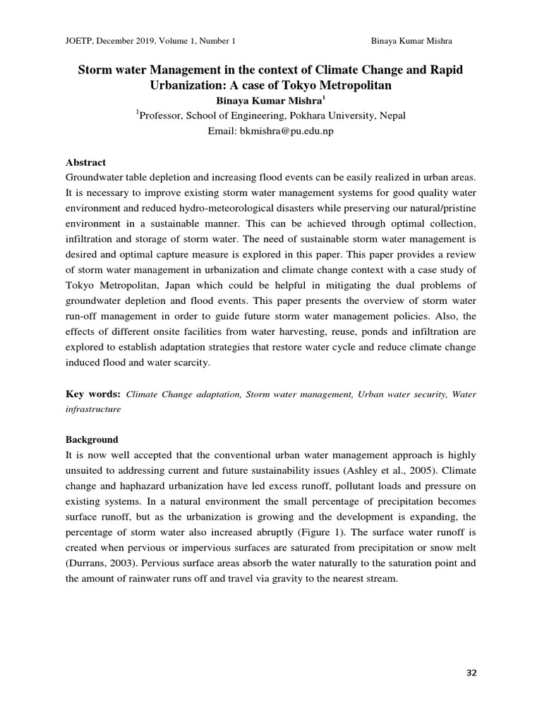 Storm Water Management in The Context of Climate Change and Rapid ...