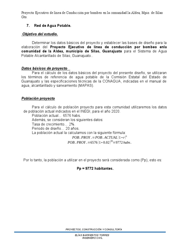 Memoria de Calculo de La Red | PDF | Agua | Tubería (transporte de fluidos)