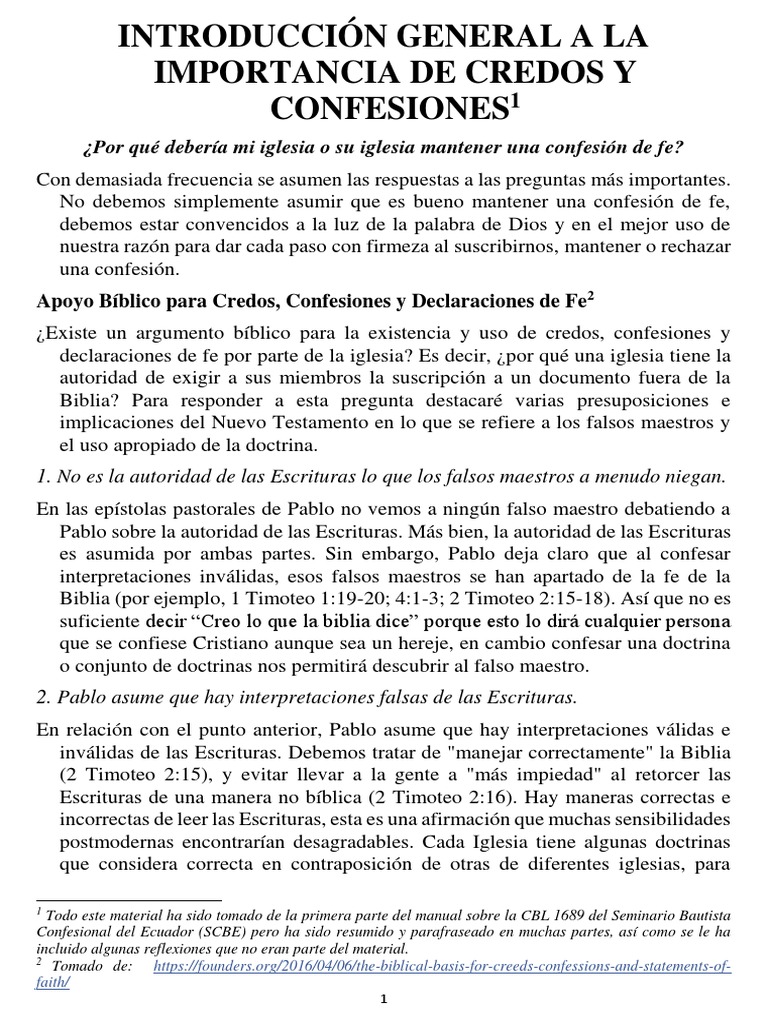 Importancia de Credos y Confesiones | PDF | Biblia | Jesús
