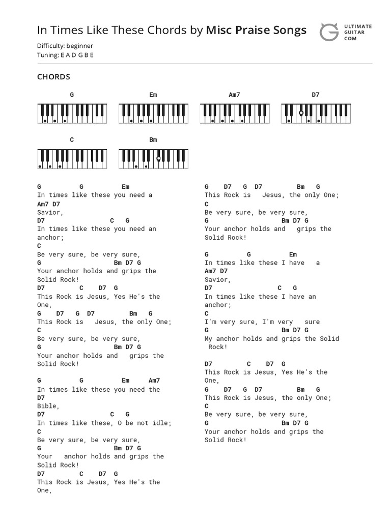 In Times Like These Chords by Misc Praise Songstabs at Ultimate Guitar ...