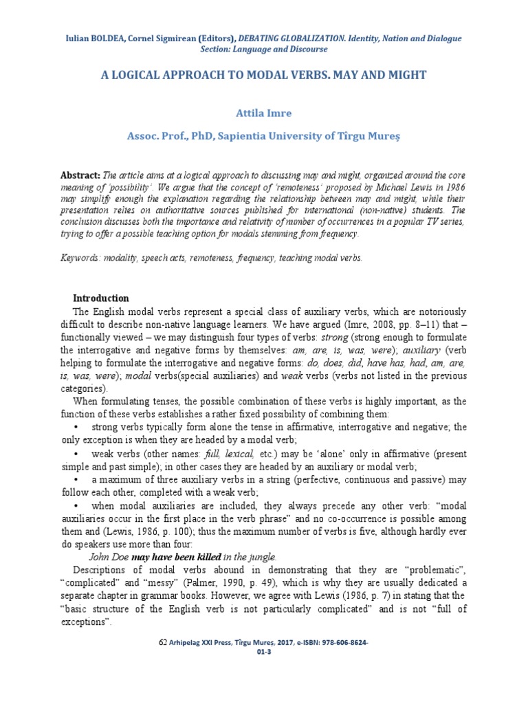 A Logical Approach To Modal Verbs 2 May | PDF | Verb | Cognitive Science