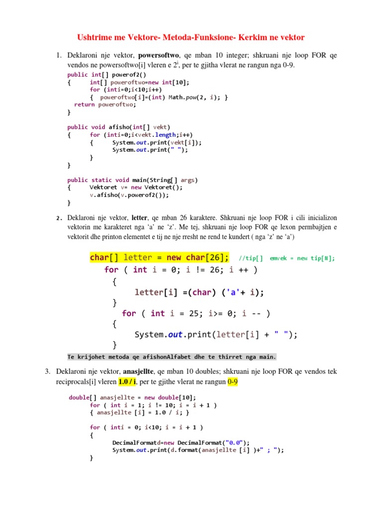 09.3 Ushtrime Shembuj Vektor-Funksione-KerkimVektori | PDF