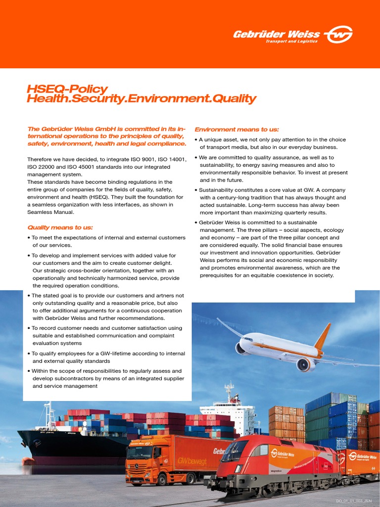 HSEQ Policy GW-English | Download Free PDF | Safety | Occupational ...
