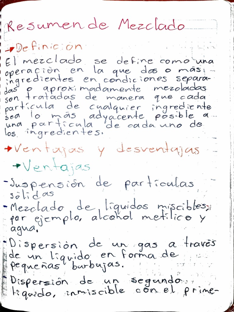 Resumen de Mezclado | PDF | Ciencias fisicas