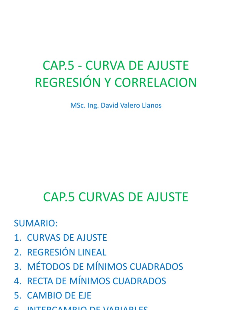 CAP. 5 Curva de Ajuste, Regresion Lineal | PDF | Mínimos cuadrados ...