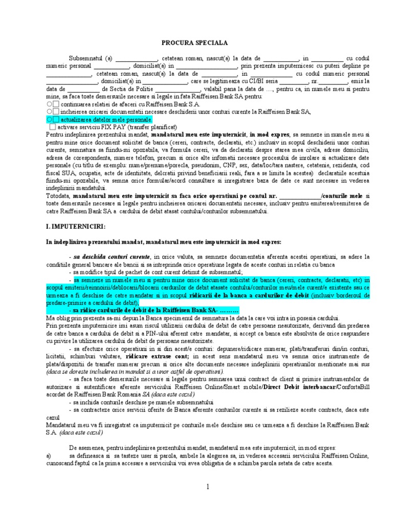 Model Procura Raiffeisen | PDF