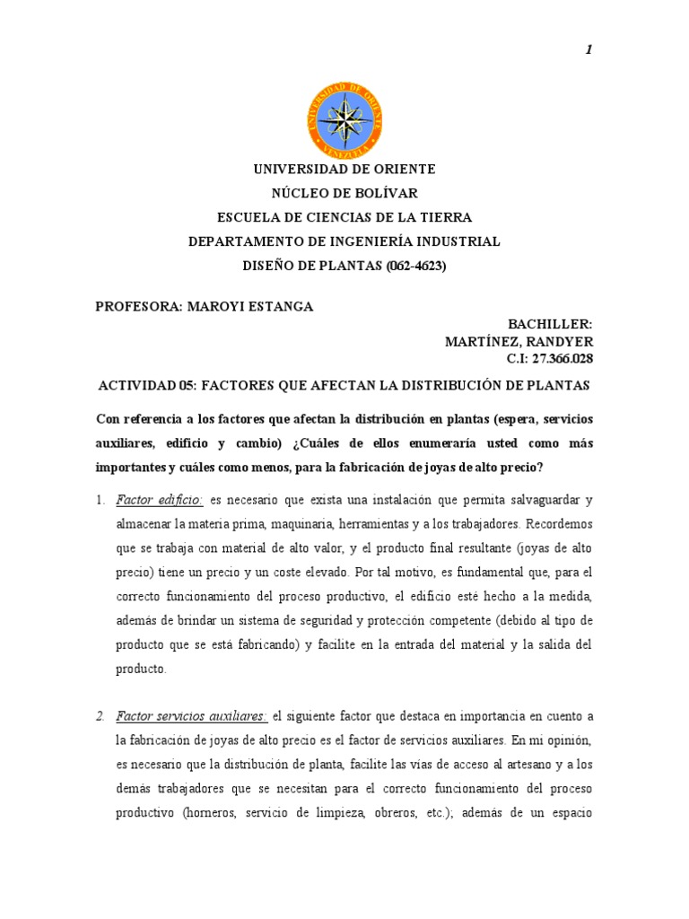 5ta Actividad de Dieño de Plantas. Randyer Martínez | PDF
