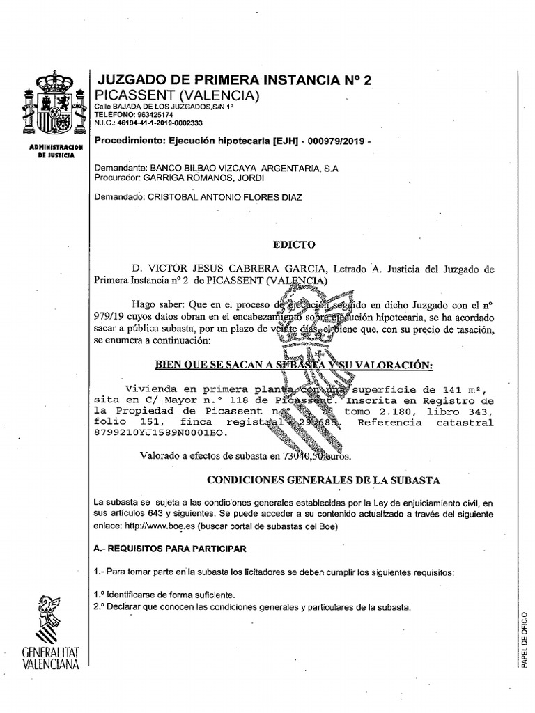 Documento 1 | PDF | Subasta | Pagos
