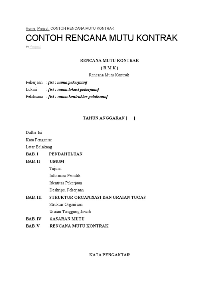 CONTOH RMK. (Rencana Mutu Konstruksi) | PDF | Bisnis | Komputer