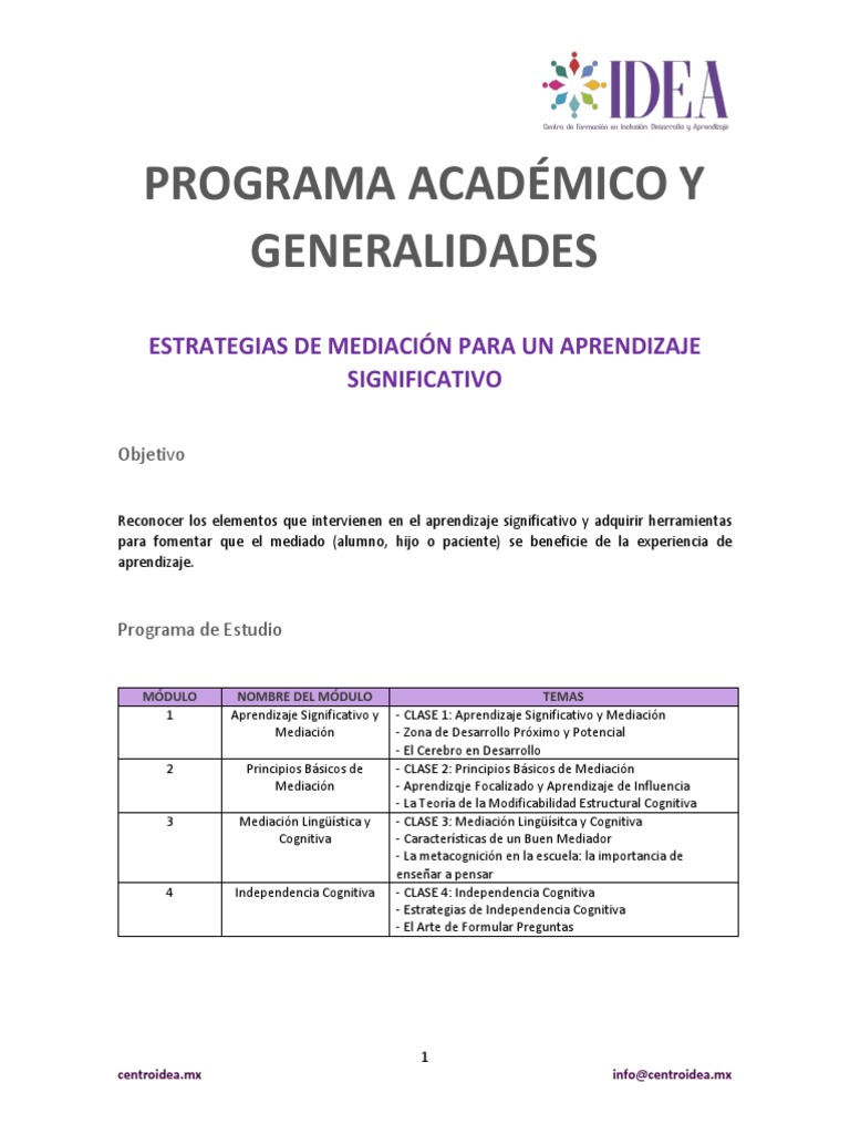 4-Programa Academico y Generalidades | PDF | Aprendizaje | Inclusión (Educación)