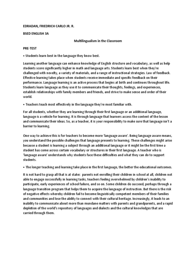 Benefits of Multilingualism in Education | PDF | Multilingualism | Learning