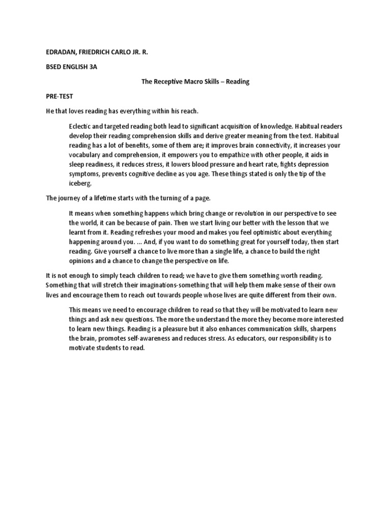 Edradan Reading | PDF | Reading Comprehension | Behavior Modification