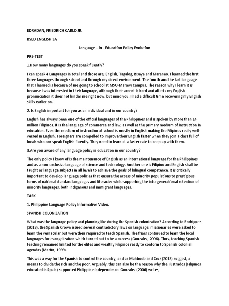 EDRADAN - Education Policy Evolution | PDF | English Language | Philippines