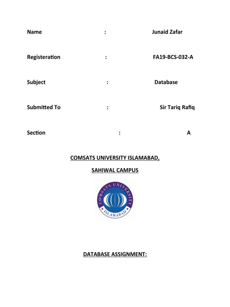 DATABASE Assignment | PDF DATABASE Assignment | PDF