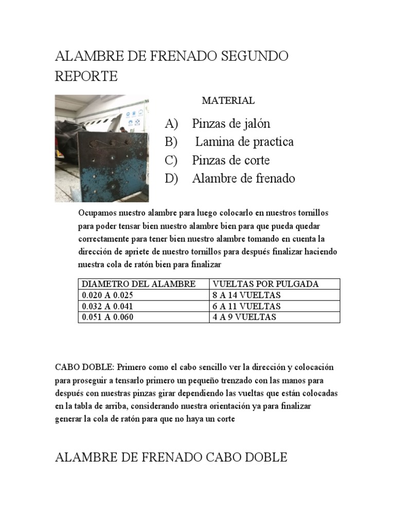 Alambre de Frenado Segundo Reporte | PDF
