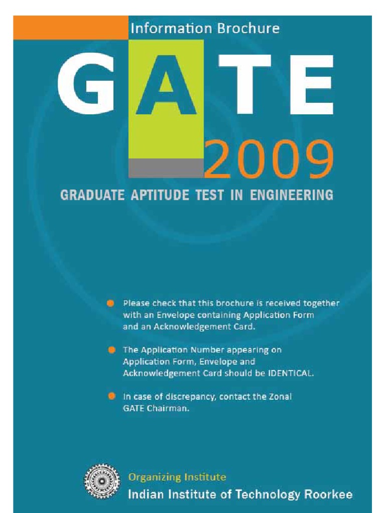 Information Brochure GATE 2009 | PDF | Postgraduate Education | University And College Admission