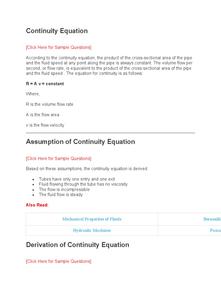 Continuity Equation Derivation | PDF | Fluid Dynamics | Chemical Engineering