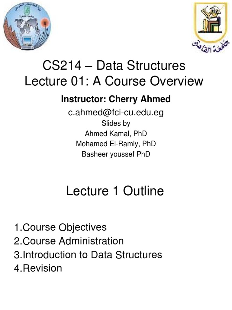 CS214 DS2022 Lec 1 Intro | PDF | Algorithms | Array Data Structure CS214 DS2022 Lec 1 Intro | PDF | Algorithms | Array Data Structure
