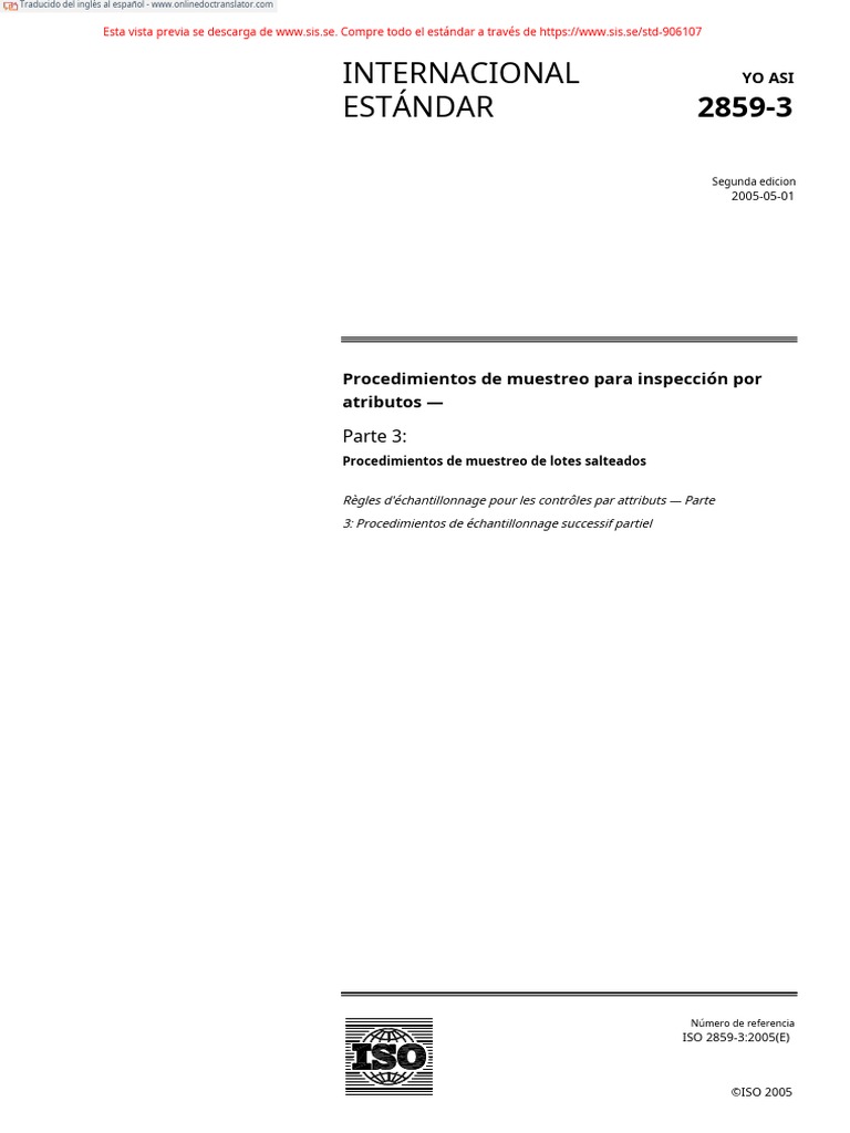 ISO 2859 3 2005 EN - Pdf.en - Es | PDF | Organización internacional para la estandarización ...