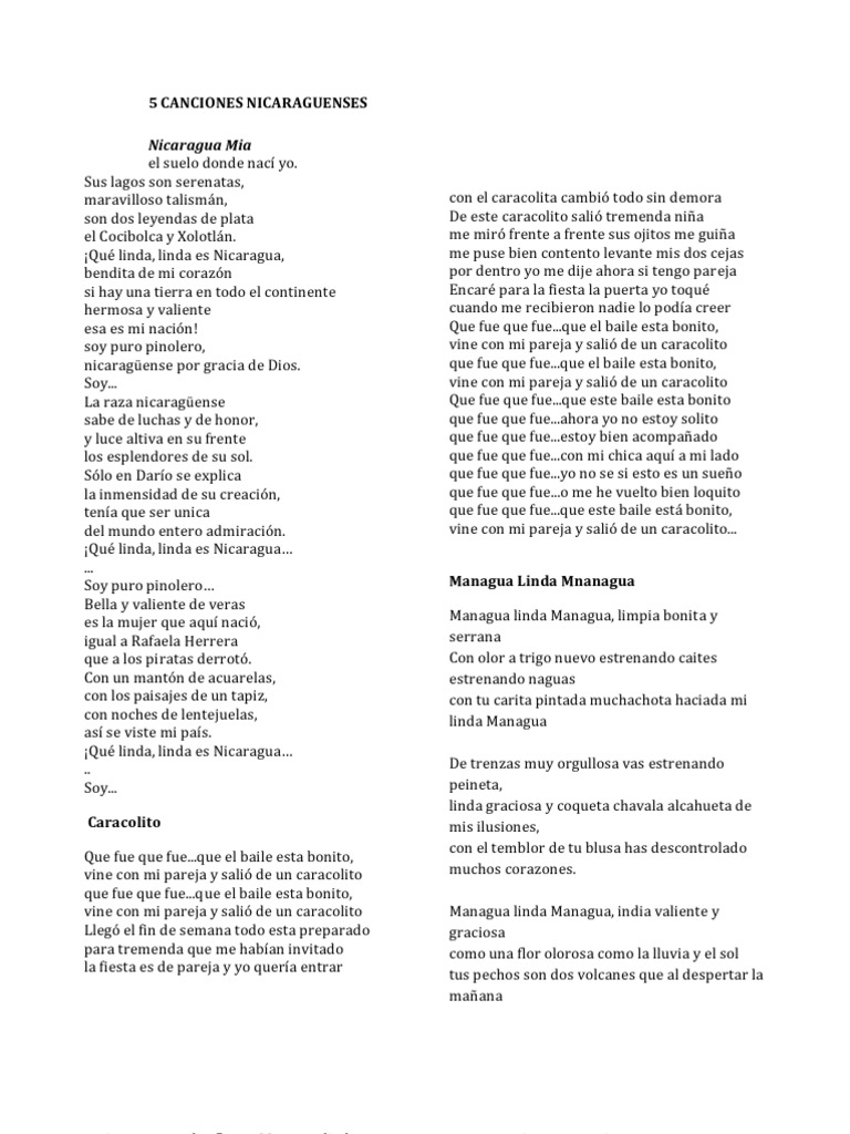 5 CANCIONES NICARAGUENSES