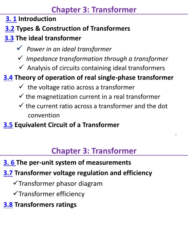 Transformer Guide: Voltage Levels, Ideal Operation & Analysis | PDF ...