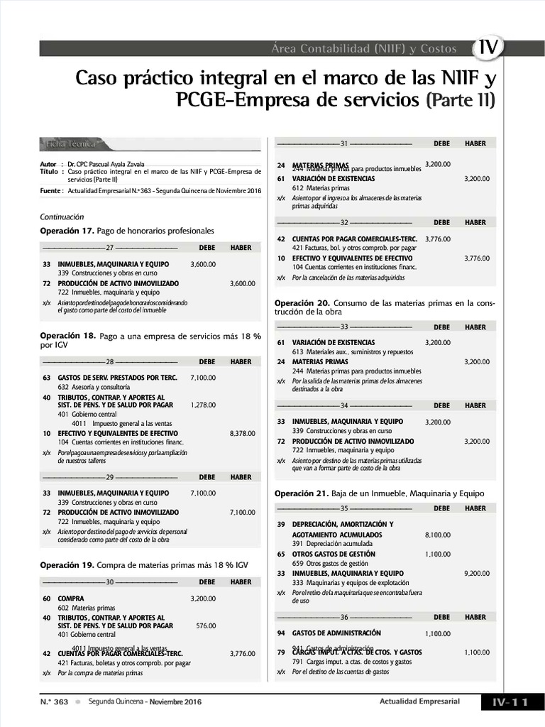 PDF Caso Practico Integral Empresa de Servicios Parte II Segun Niff y Pcge - Compress | PDF