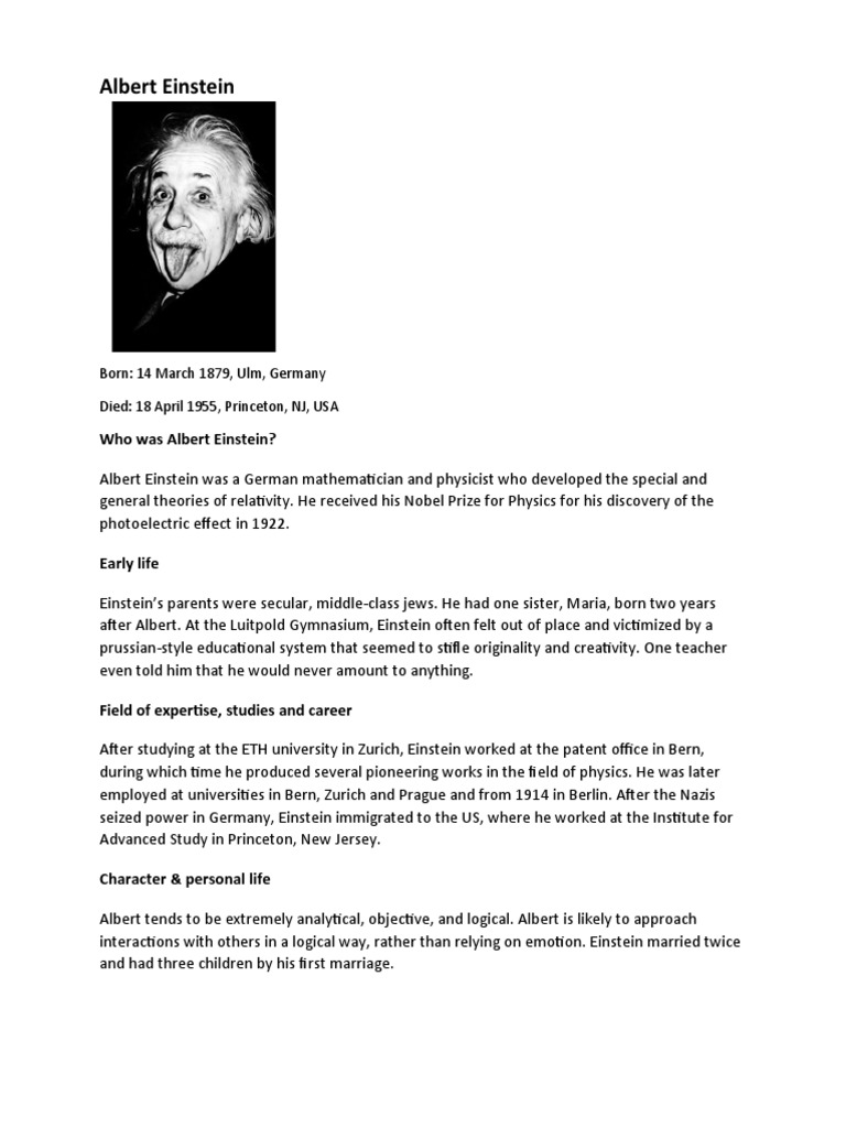 Biography of Albert Einstein | PDF