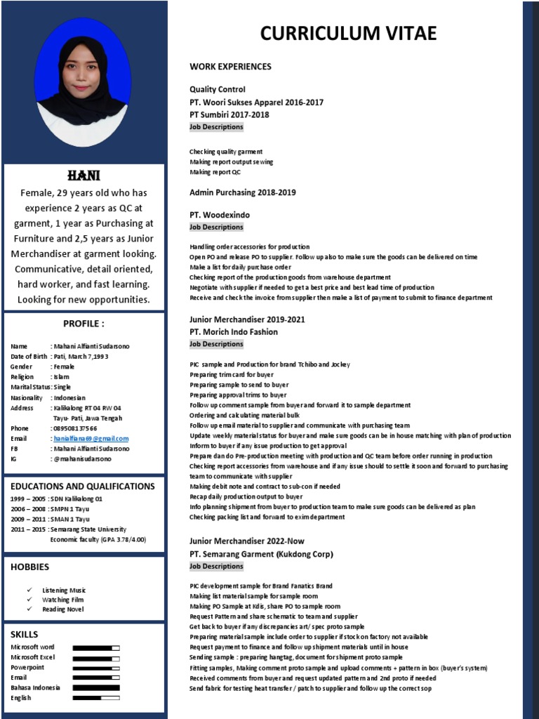 CV Hani New | Download Free PDF | Service Industries | Business